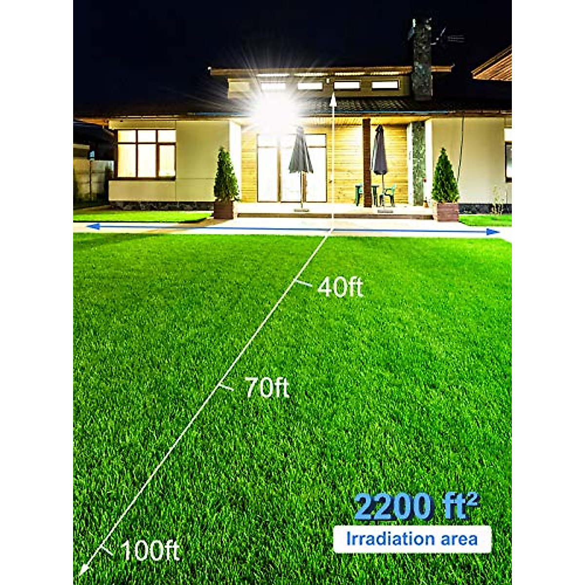 Kekeou 100W LED Flood Lights Outdoor Stadium Lights 100 Watt Exterior Flood Lights 11000LM 6500K IP67 Waterproof LED Floodlights Outdoor for Yard Garden