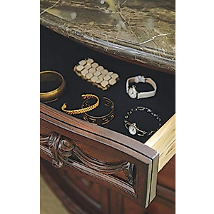 Signature Design by Ashley North Shore Ornate 9 Drawer Dresser with Marble Inlay Top, Dark Brown