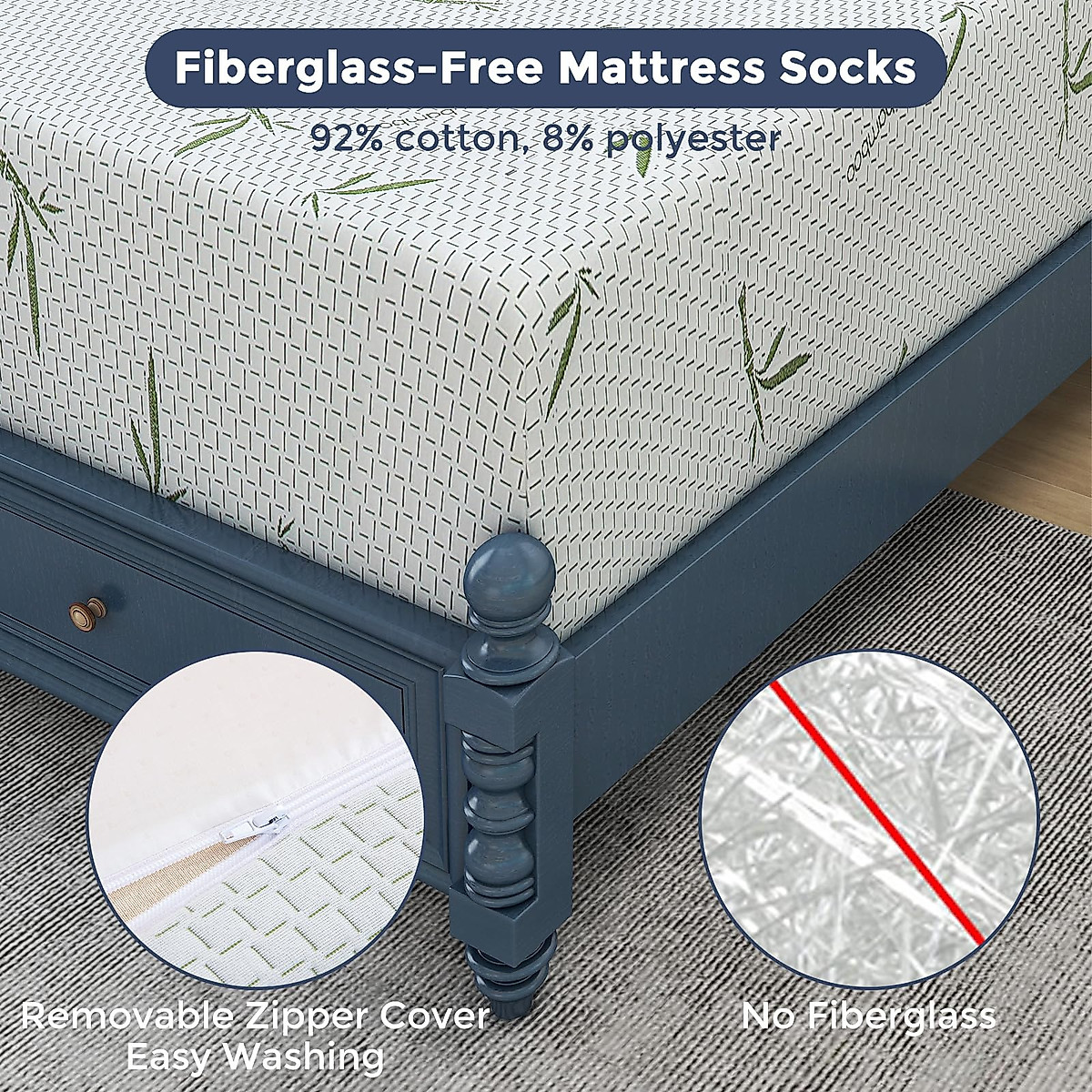 IULULU Queen Size Mattress in a Box, 10 Inch Gel Memory Foam Mattress with Bamboo Cover, Cooling Bed Mattress Made in USA, CertiPUR-US Certified White