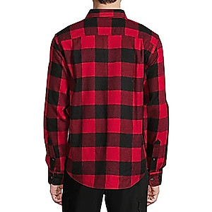 George Clothing Men's Super Soft Flannel Shirt (Red & Black Buffalo, Large)