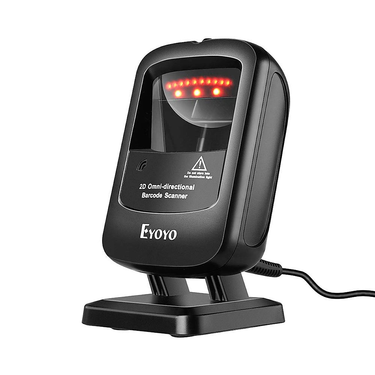 Eyoyo 1D 2D Desktop Barcode Scanner, Omnidirectional Hands-Free USB Wired Barcode Reader, Capture Barcodes from Mobile Phone Screen, Automatic Image Sensing for Supermarket Library Retail Store