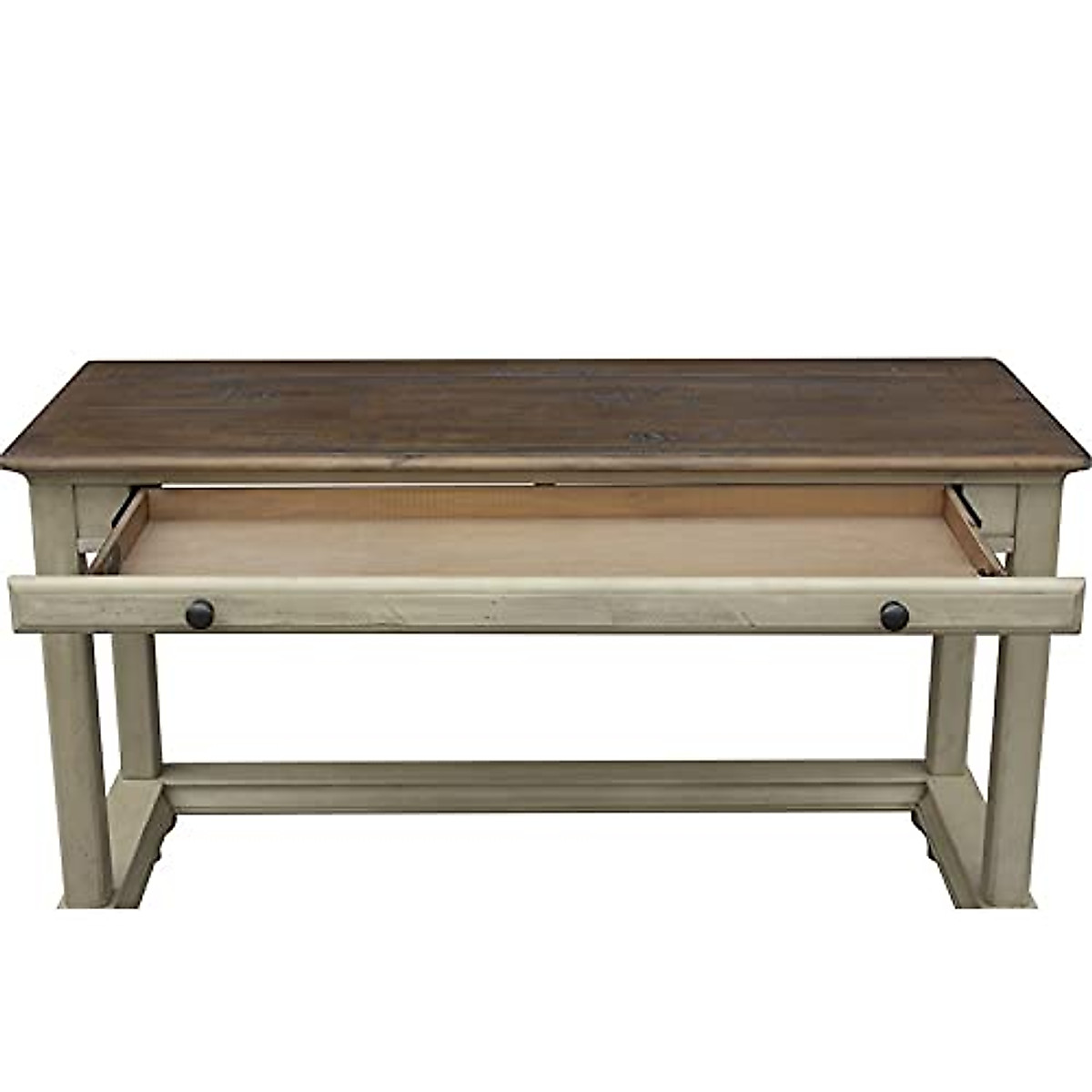 BOWERY HILL Wood Computer Desk in Cream Puff/Walnut Brown Finish