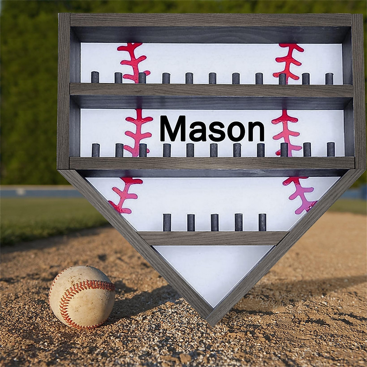 A2MYL Personalized Name Baseball Display Case Softball Storage Stand Baseball Holders for Dad's Collection Memorabilia Baseball Rings (Baseball Display Case - Black)