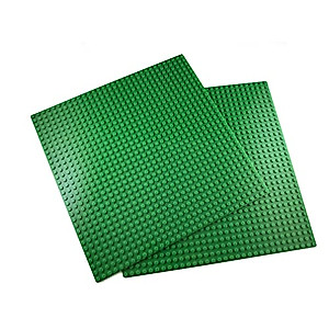 Apostrophe Games Building Blocks Base Plates Compatible with All Major Brands – 2 Pack, 10 x 10 Inches Baseplate for Building Bricks – Durable and Sturdy Baseplates (2X Green)