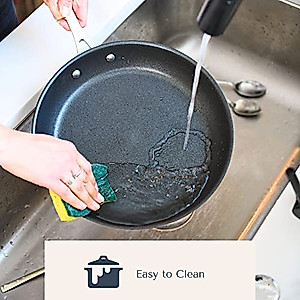 American Kitchen - 10 inch Premium Nonstick Skillet & Frying Pan, Stainless Steel, Durable Coating, PFOA-Free, with Cover, Made In America