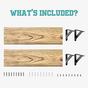 Floating Wall Shelves, Wooden Boards Come with Installation Hardwares, Suitable for Garage, Repair Workshop, Office, Container Home, RVs, 8 Inches x 24 Inches - Pack of 2 Shelves