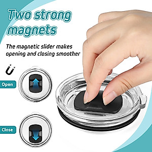 Tumbler Lids for Yeti, 3 Pack 20 oz Replacement Lids Compatible for YETI 20 oz Tumbler, 10/24 oz Mug and 10 oz Lowball, Magnetic Slider Switch Spill Proof Tumbler Cover, BPA Free