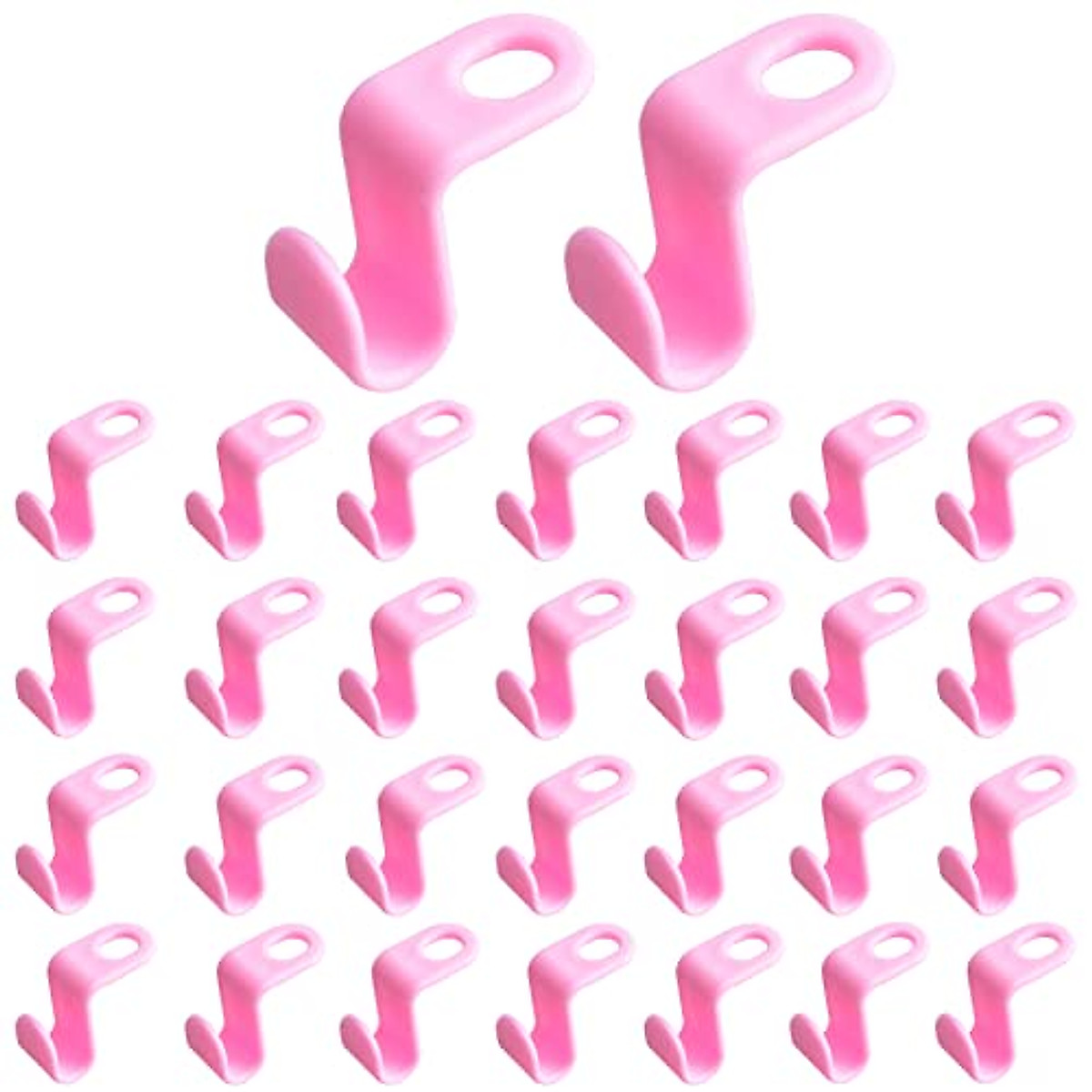 Clothes Hanger Connector Hooks, Begino Mini Cascading Hanger Hooks for Heavy Duty Space Saving, Durable Plastic Outfit Hanger Clips for Closet Load 20 Pounds(30Pcs Pink)