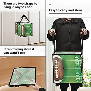 KEEPREAL American Football Cube Storage Bin with Handles, Large Collapsible Organizer Storage Basket for Home Decorative(1Pack,10.6 x 10.6 x 10.6 in)