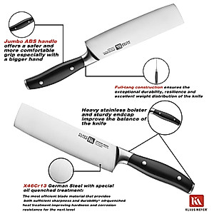 Klaus Meyer Arcelor 7 inch Nakiri Knife, Vegetable Cleaver with ABS Ergonomic Handle, Exclusive German Steel Kitchen Knife