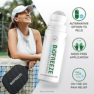 Biofreeze Professional Colorless Pain Relief Roll On, Knee & Simple Backache Relief, Arthritis Pain Reliever, Neck Pain Relief, Cooling Joint Pain Relief, Roll-On Menthol Gel 3 Fl Oz
