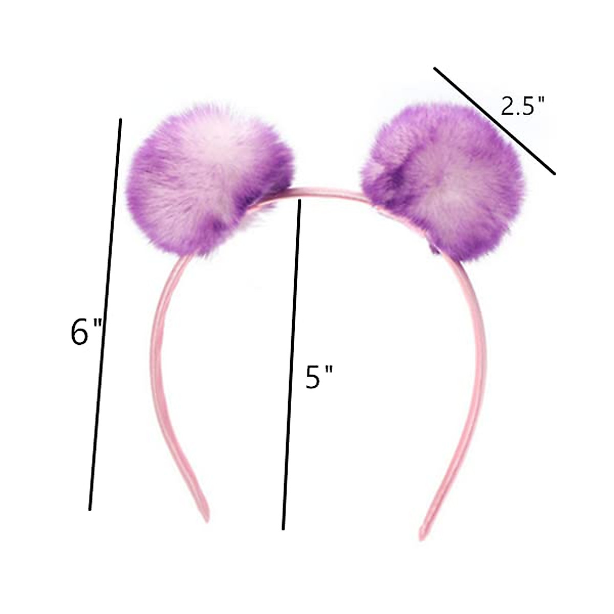 XIZHI 5 Pcs Pompom Ball Headband Iridescent Fluffy Ball Hair Loop Ear Headband Soft Style Cute Flurry for Little Girls Fashion Headband