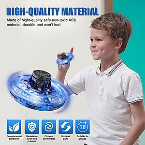 ETPlanet Blue Hand Operated Mini Drones for Kids, Cool Magic UFO Flying Orb Ball Toy, Hover Boomerang Fidget Spinner with Lights, Indoor Outdoor Christmas Birthday Gifts for Boys Girls Teens 8 9 10+