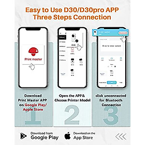 Memoqueen D30 Label Maker Machine with Tape - Bluetooth thermal Portable Mini Label Printer Labeler Sticker Maker Compatible with Phomemo D30 iOS&Android for home office organization,White