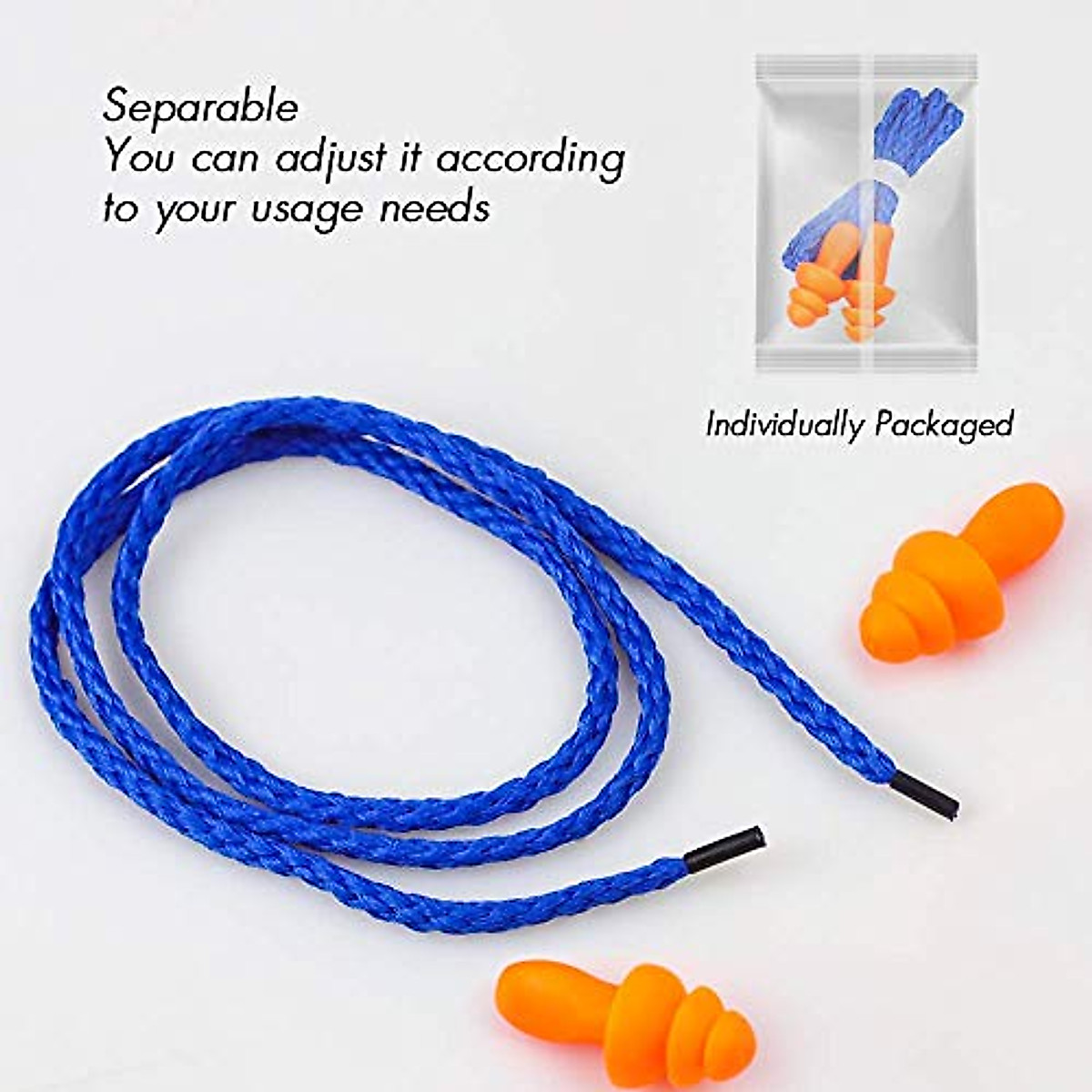 100 Pairs Ear Plugs for Sleeping, Reusable Silicone Earplugs Sound Blocking, Individually Wrapped Earplugs Ear Protection for Shooting