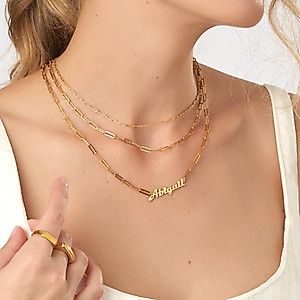 Oak&Luna Custom Link Chain Name Necklace with Diamond in Silver 925 18k Gold Plating - Personalized Dainty Woman Birthday Jewelry Gift for Her (18k Gold Vermeil)