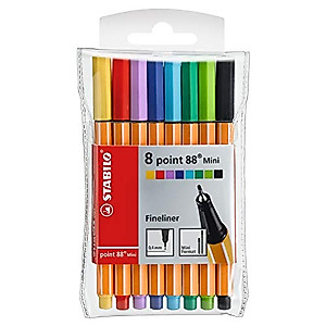 STABILO Fineliner point 88 MINI - Wallet of 8 - Assorted colors