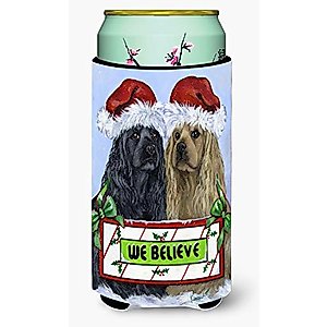 Caroline's Treasures PPP3075TBC Cocker Spaniel Christmas Tall Boy Hugger Can Cooler Sleeve Hugger Machine Washable Drink Sleeve Hugger Collapsible Insulator Beverage Insulated Holder