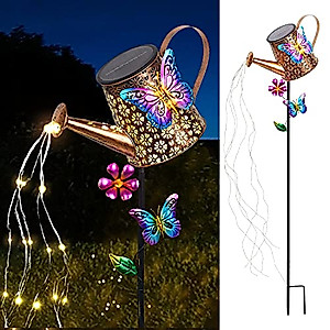 Solar Watering Can with Lights Outdoor Garden Decor,Waterproof LED Garden Stake Lights Decoration for Yard Lawn Patio Pathway Front Porch Landscape Gardening Gift for Mom Grandma Women Birthday Gifts