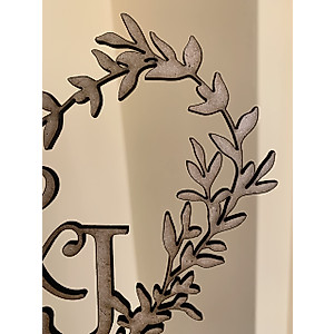 Personalized 2 Initials Wedding Cake Topper, Heart Cake Topper, Hand Lettered Initials, Mr & Mrs Custom Cake Topper, Anniversary Letters Flower Cake Topper Bride and Groom Monogram Floral Heart Wreath