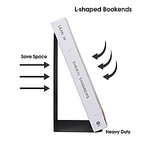 Book Ends, Bookends for Shelves, Home, Office, Heavy Duty Metal Book Stopper for Books, Metal Bookend Supports, Modern Minimalist Style Decorative Bookend, Black(4Pair/8Pcs)