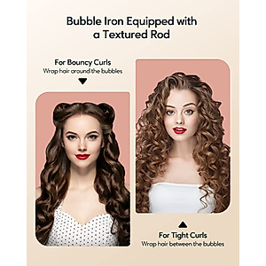 Wavytalk Bubble Wand Curling Iron, Ceramic 1 Inch Bubble Curling Wand for Short & Long Hair, Spiral, with Adjustable Temp, Dual Voltage, Include Heat Resistant Glove