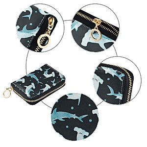 Slim Minimalist Soft Leather Mini Case Holder Organizer Wallet for Women Men Hammerhead Shark