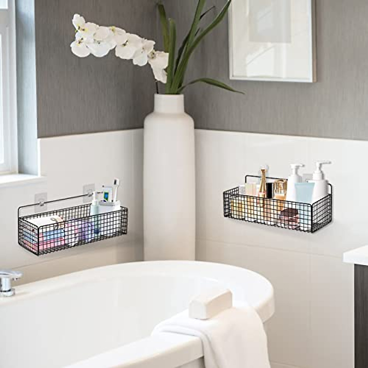 2Pcs Shower Caddy Shelf Organizer Rack, JOPBENG No Drilling Wall Mounted Bathroom Organizer, Rustproof Self Adhesive Shower Shelves for Bathroom Toilet Kitchen RV