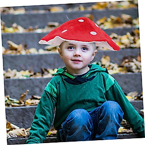 NUOBESTY Mushroom Hat Red White Spotted Mushroom Plush Novelty Hat Hat Cosplay Cap for Kids Adult Halloween Party Favors Hat Costume Photo Props