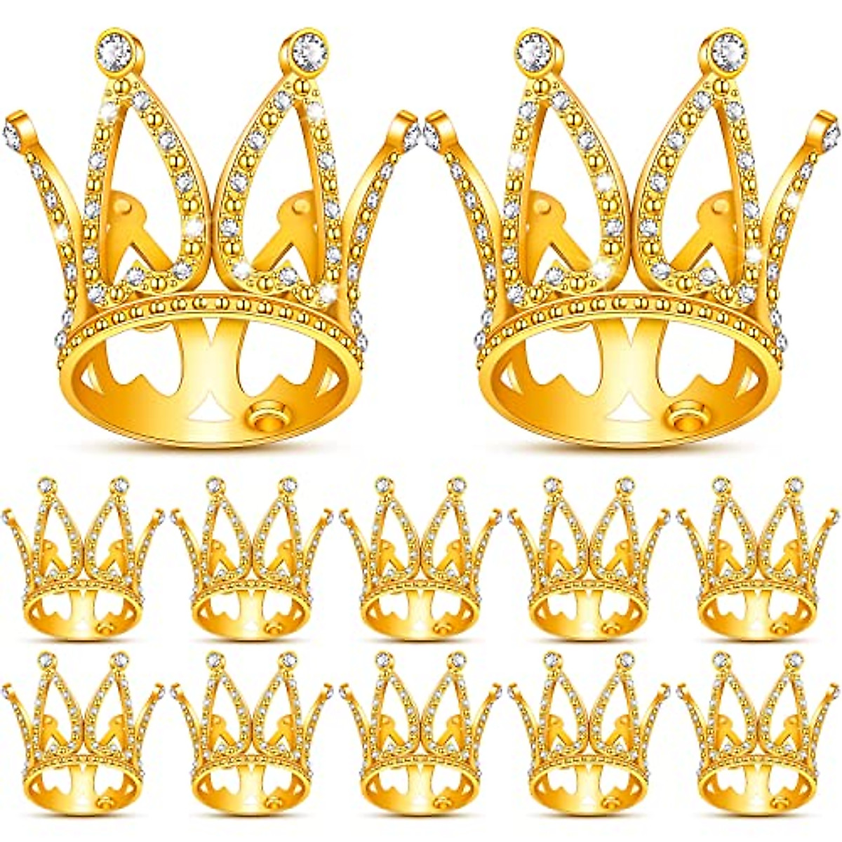 12 Pieces Crown Cake Topper Mini Baby Crown Tiny Queen Crown Small Princess Headpiece Cake Decoration for Women Lady Girl Bridal Wedding Royal Themed Baby Shower Decor Birthday Party(Gold,12 Pieces)