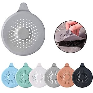 Hair Catcher, Silicone Shower Drain Durable Hair Stopper with Suction Cup for Kitchen Bathroom 6Pack Circle (6)
