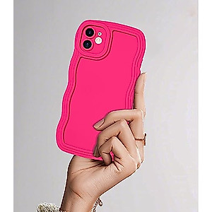 GUAGUA Compatible with iPhone 12 Mini Case, Phone Case iPhone 12 Mini, Cute Curly Wave Shape Design Soft Hybrid TPU Bumper Drop Shockproof Protective Anti Slip Case for iPhone 12 Mini 5.4’’, Hot Pink