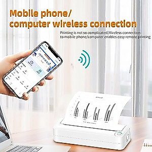 ANGGREK Thermal Printer, 2500mAh Battery Compact Design Inkless Printing Machine A4 Size High Compatibility for Home School Office