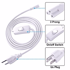 TRLIFE T5 T8 Power Cord, 6FT Long T5 T8 LED Light Cord with On/Off Switch, T5 T8 LED Wire Connector Power Cord with US Plug for LED T5 T8 Integrated Tube Light Fixtures (4 Pack)