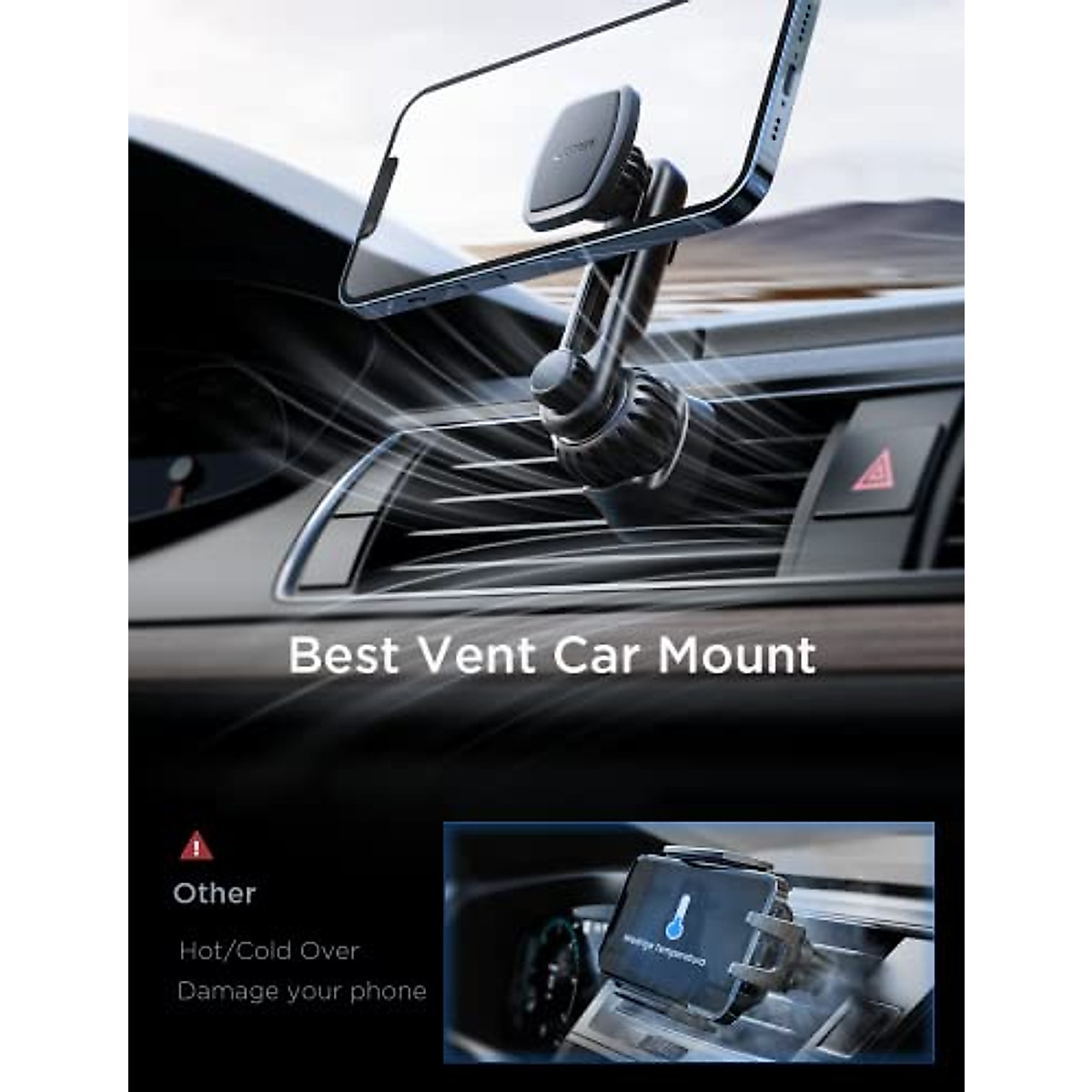 LISEN Magnetic Phone Holder for Car Mount 2022 Newest Phone Magnet for Car Enjoy Never Blocking Universal Air Vent Magnetic Car Cell Phone Holder Mount Fit for All 4”-13” Tablets & Smartphones