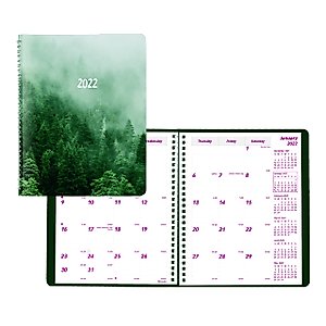 Brownline 2022 Essential Monthly Planner, 14 Months, December 2021 to January 2023, Twin-Wire Binding, 8.875" x 7.125", Mountain Green (CB1200G.03-22)