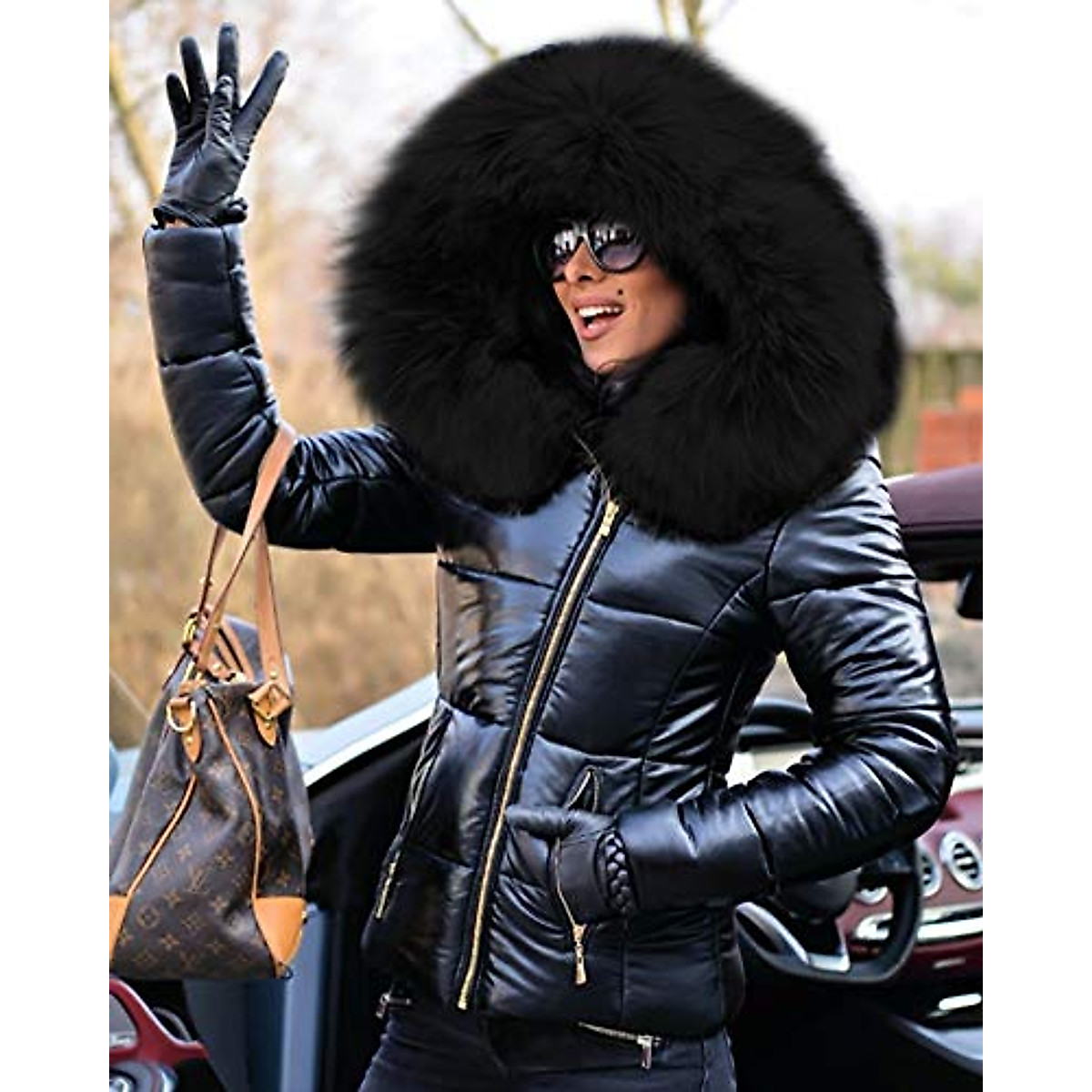 tiptupu Women's Hooded Warm Winter Down Coats Quilted Thicken Puffer Jackets with Zipper (as1, alpha, s, regular, regular, Black Black)