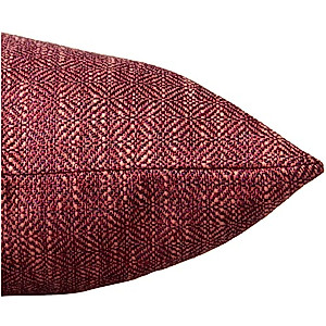 Violet Linen Chenille Diamond Weave Pattern, Faux Linen Polyester Fabric, Waterproof for Indoor and outdoor use, Burgundy, 18 Inch x 18 Inch, Square, Decorative Accent Throw Pillow