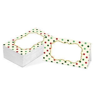 Table Place Card, Christmas Themed Tent Style Cards, Pack of 25 Half-Fold Reception Place Card, Perfect for Christmas Party, Wedding, Bridal & Baby Shower, Birthday, Banquet and Special Events B20