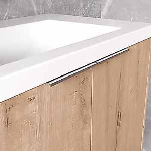 Lifeand Cabinet with Sink,Soft Close Doors,Float Wall-Mounting Design for Small Bathroom, 30'', Oak