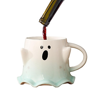 2024 NEW Spooky Ghost Mug, Halloween Coffee Mug, Cute Ghost-Coffee Mug, Ceramic Ghost Shaped Coffee Cup With Handle And Spoon, Fall Home Decor