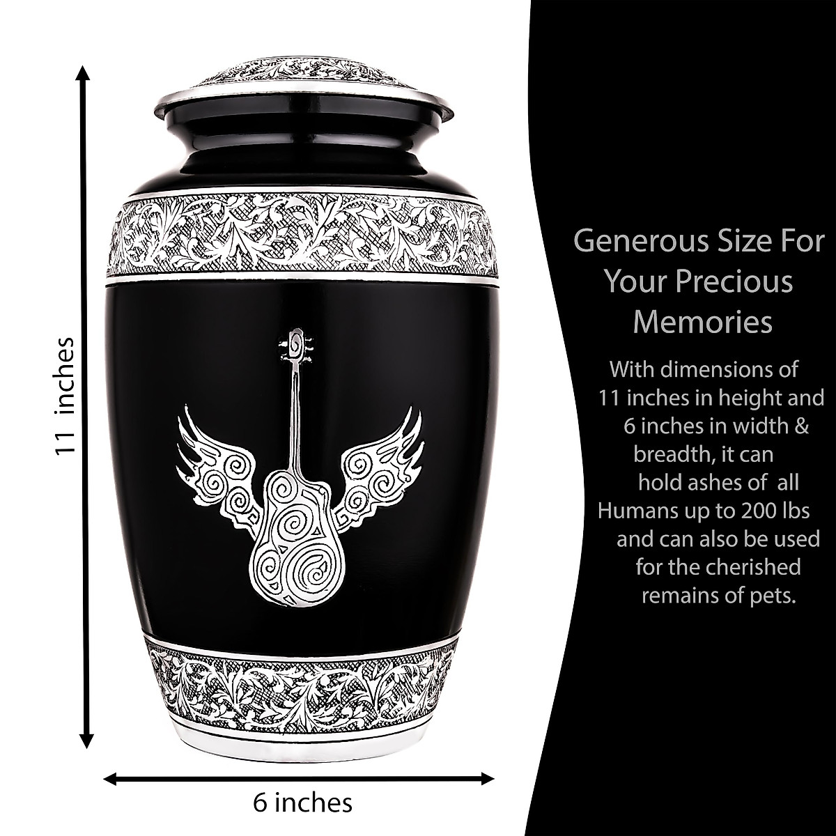 Displayex India Hand Engraved Guitar Urns for Human Ashes Adult Male Female - Urns for Men Women Human Ashes, Cremation Urn Human Ashes, Dog Cat Pet Memorial Urn, Keepsake Box