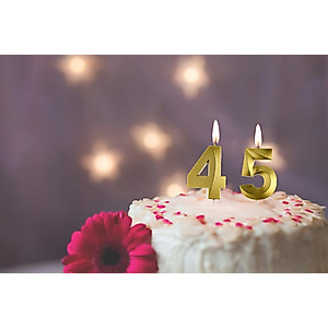 Gold 45 & 54 Birthday Candles, 45th & 54th Cake Toppers for Birthday Party Decorations, 45 Cake Candles for Men or Women