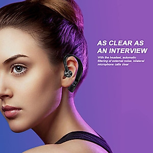 ASHATA Bluetooth Earpiece, BT5.2 Handsfree Bluetooth Headset, 240mAh Battery, IPX5 Waterproof 180 Degree Rotating Ear Hook Earphone for Phone Laptop Trucker Driver