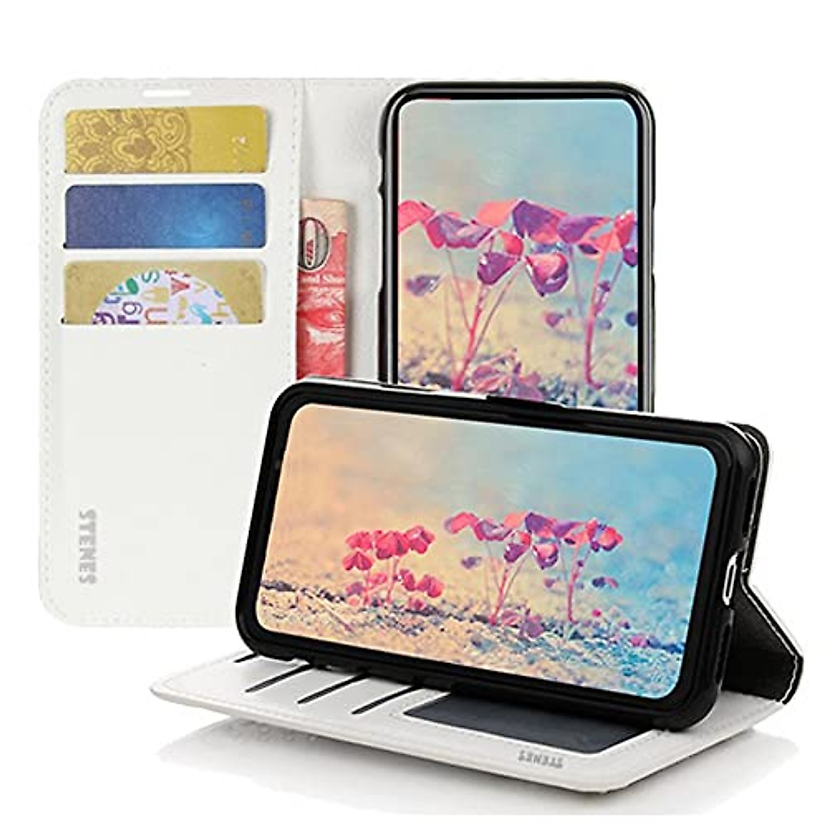 STENES Bling Wallet Phone Case Compatible with Samsung Galaxy Z Fold 5 5G Case - Stylish - 3D Handmade Rose Butterfly Flowers Floral Leather Cover with Ring Stand Holder [2 Pack] - Purple