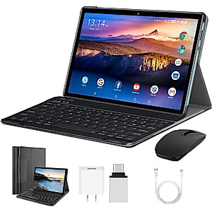AOYODKG 2023 Newest Tablet with Keyboard 10 Inch, Android Tablet Newest Octa-core Processor, 64GB ROM + 4GB RAM Storage, 256GB Expandable, 2 in 1 Tablet with WiFi, GPS, 1920x1200 HD Display -Black