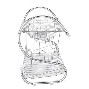 Guangshuohui Dish Drying Rack and Drainboard Set, 2 Tier Large Stainless Steel Sink Organizer Dish Racks with Cups Holder, Utensil Holder, Dish Strainer Shelf for Kitchen Counter