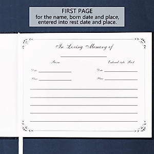 Spacobo Funeral Guest Book for Memorial Service in Loving Memory Guest Book for Funeral Guest Sign in Book (Book, Navy)