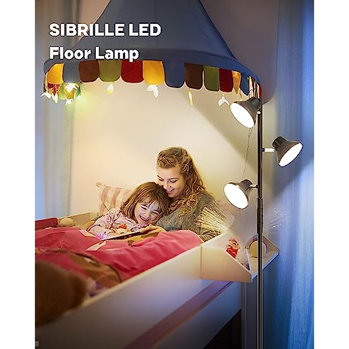 SIBRILLE [Upgraded] LED Floor Lamp, 36W Dimmable Standing Lamp with Remote & Touch Control, 2700K-6500K, Modern Tree Floor Lamp with 3 Rotatable Lights, Floor Lamps for Living Room, Bedroom, Office