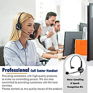 Phone Headset RJ9 with Noise Cancelling Microphone,Office Telephone Headset Compatible with Polycom Avaya ShoreTel Toshiba Digium Nortel Landline Phones, Clear Calls